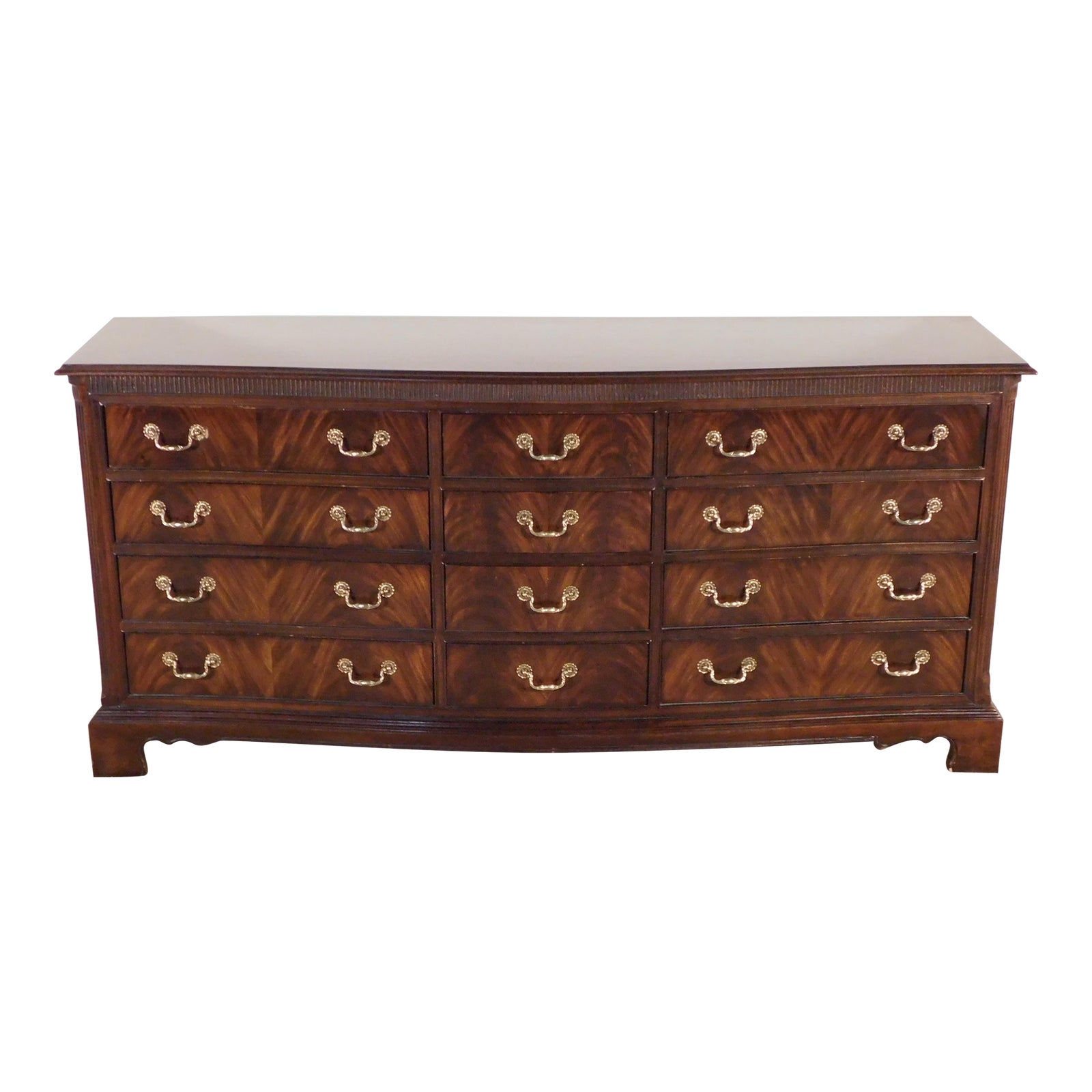 Drexel Heirlooms Flame Mahogany Serpentine Chippendale Long Chest ...