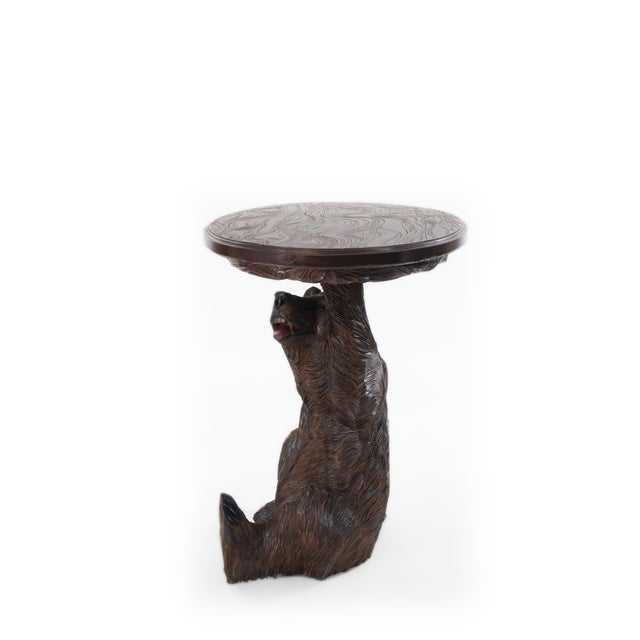 Rustic Black Forest Walnut Bear End Table | Chairish