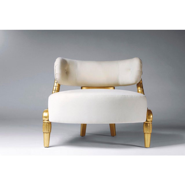 Contemporary Low White Armchair | Chairish