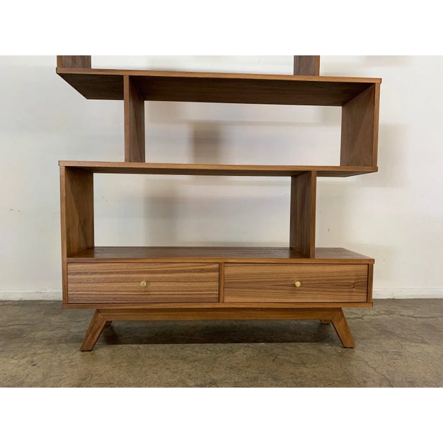 Staggered Bookcase in Walnut - Double Closed | Chairish