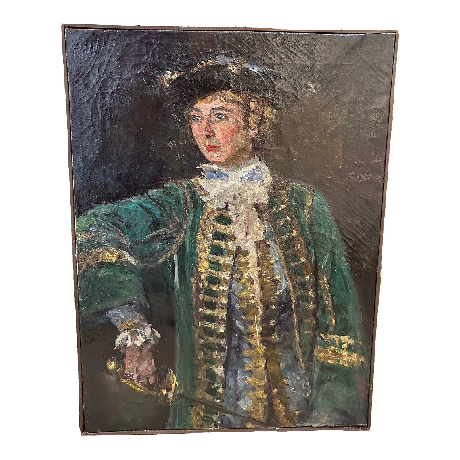 Antique Portrait Oil Painting of a Young Man in His Finery | Chairish