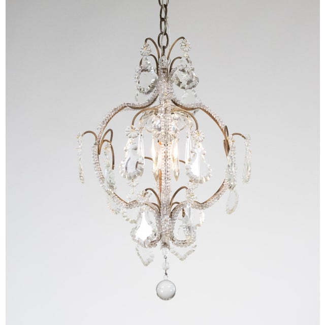 Small Mid Century Italian Rococo Style Crystal Single-Light Chandelier ...