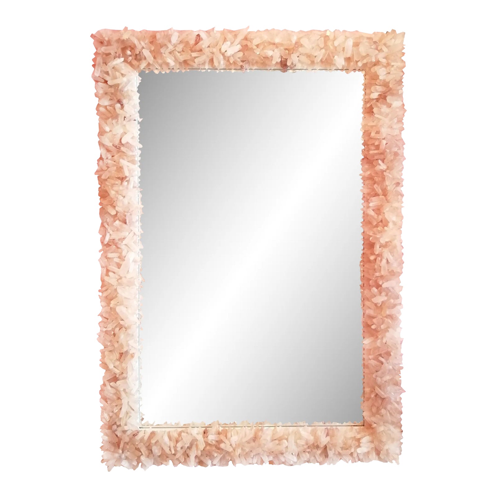 Pink Fire Quartz Crystal Encrusted Chrysanthemum Mirror by Marjorie ...