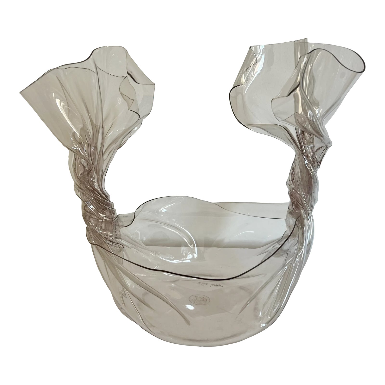 Large Vintage 1990s C.T. Designs Acrylic Lucite Bowl With Tall Twisted ...