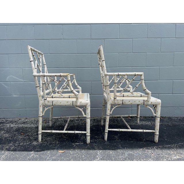 Vintage Set of 2 Faux Bamboo Chinese Chippendale Armchairs | Chairish