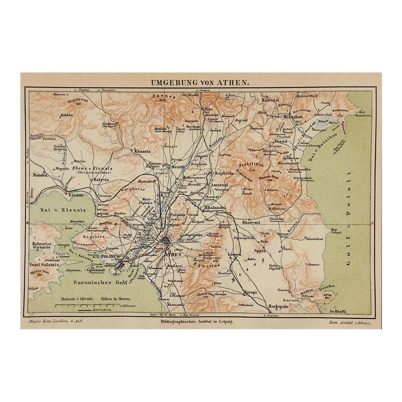 Small Antique Circa 1900 Map Athens Greece | Chairish