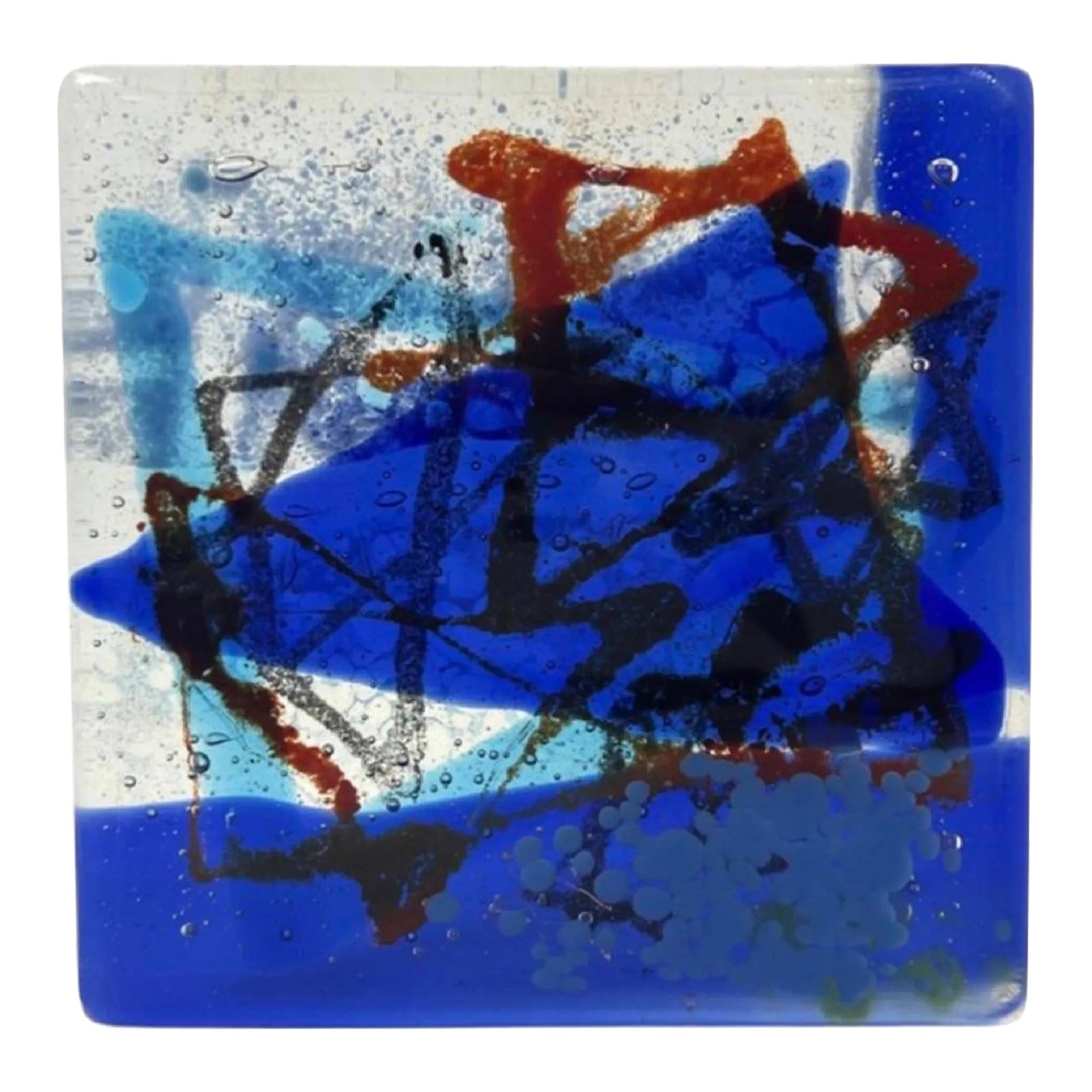 Mid Century Art Glass Block Sculpture, Italy Circa 1960 | Chairish