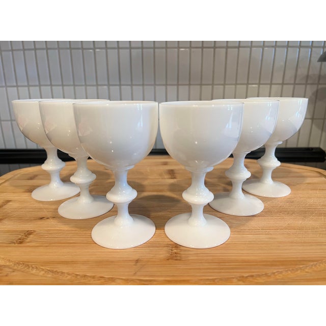 19th Century Portieux Vallerysthal White Opaline Wine Goblets- Set of 6 ...