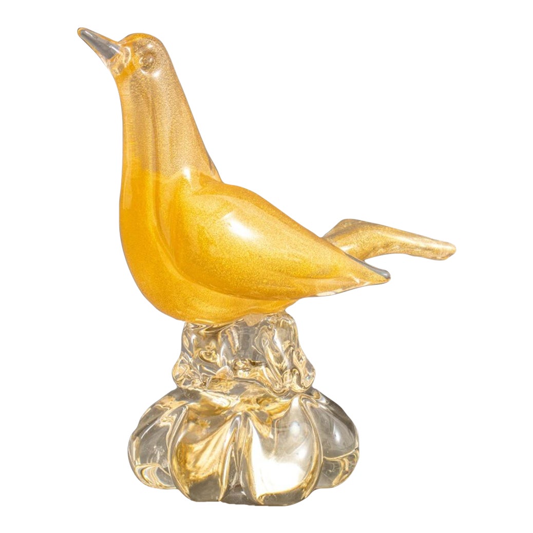 Murano Venetian Gold Glass Bird Figure | Chairish