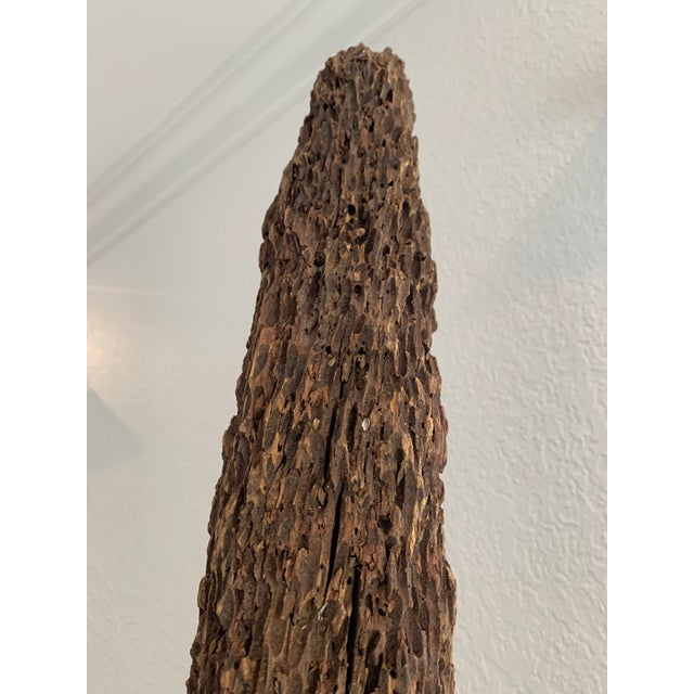 Set of Three- Textured Wood Spike Sculptures, 7 Ft Tall | Chairish