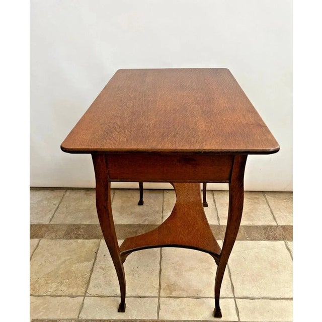 Antique Desk Library Table One Drawer Bottom Shelf Solid Oak French ...