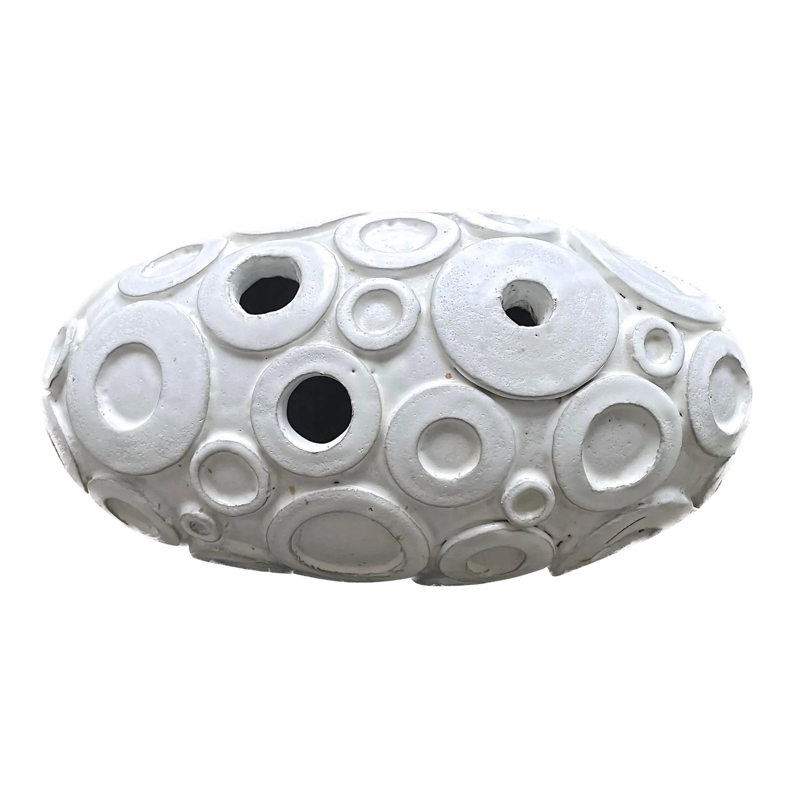 Jonathan Adler Signed Couture Circles Bespoke Oval Form Vase | Chairish