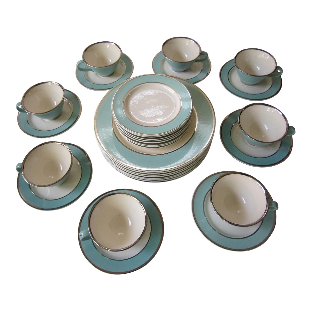 Taylor Smith & Taylor Tiffany Blue, Dinner Service for 8 | Chairish