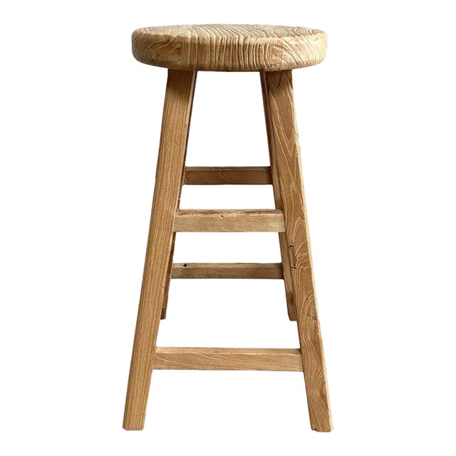 Late 20th Century Reclaimed Elm Wood Custom Made Counter Height Stool ...