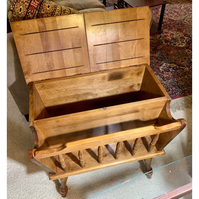 1960s Vintage Maple Side Table Magazine Rack Storage | Chairish