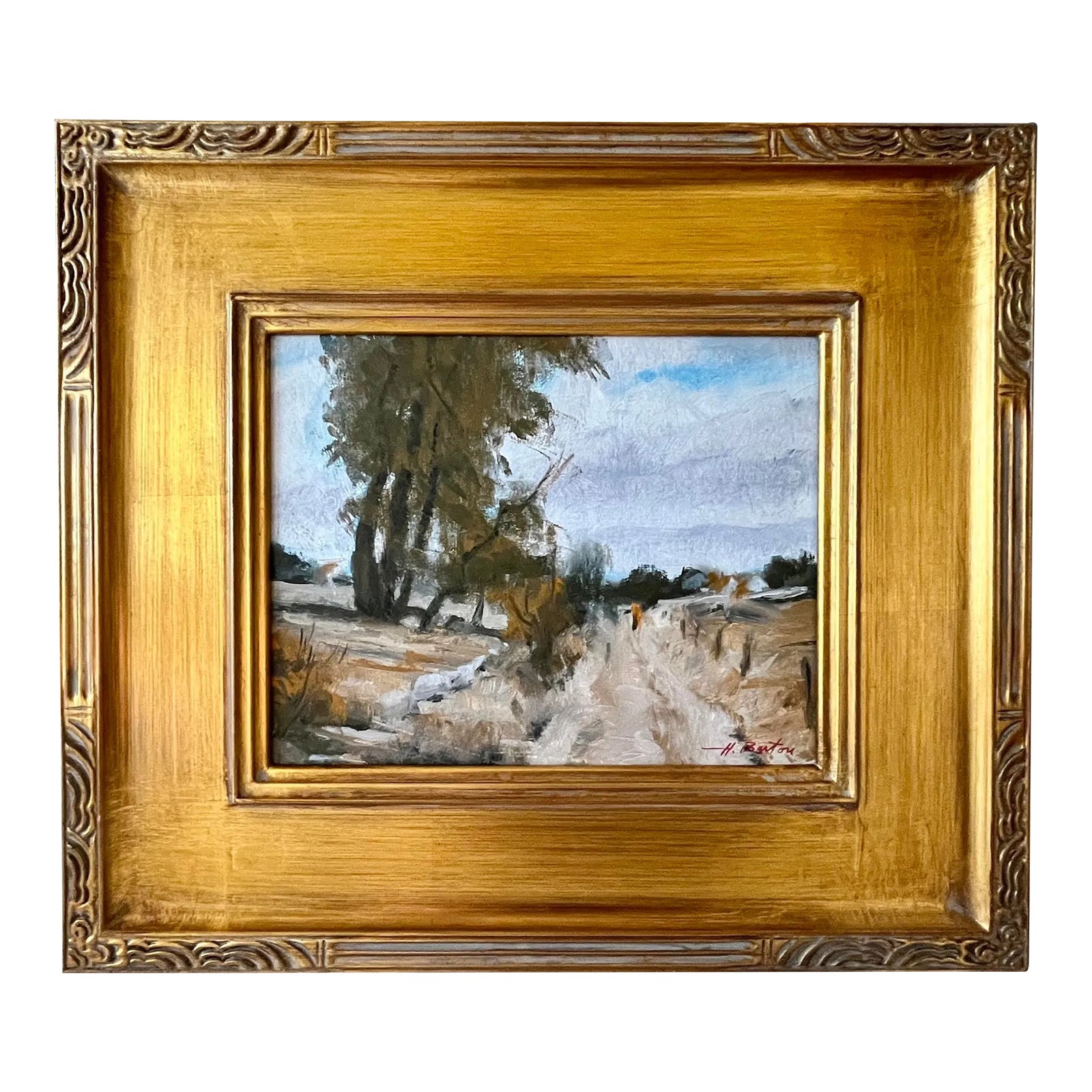 American Impressionist Oil Painting Figures in a Landscape New England ...