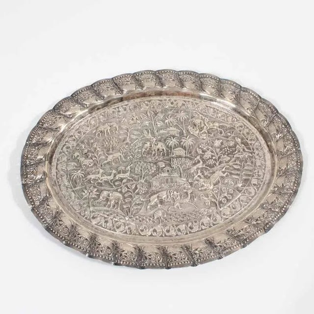 Late 19th Century Anglo Indian Silver Serving Tray | Chairish