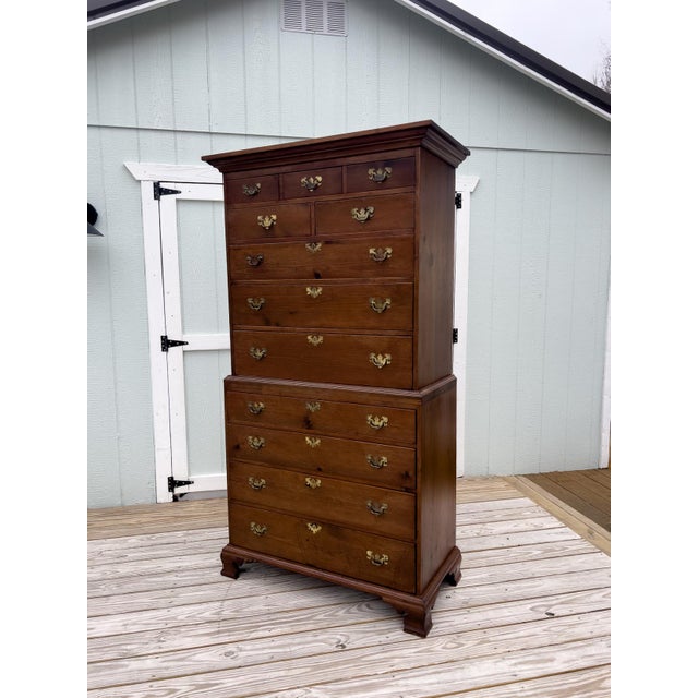 Late 20th Century 12 Drawer Tall Chest on Chest New England Style Pine ...