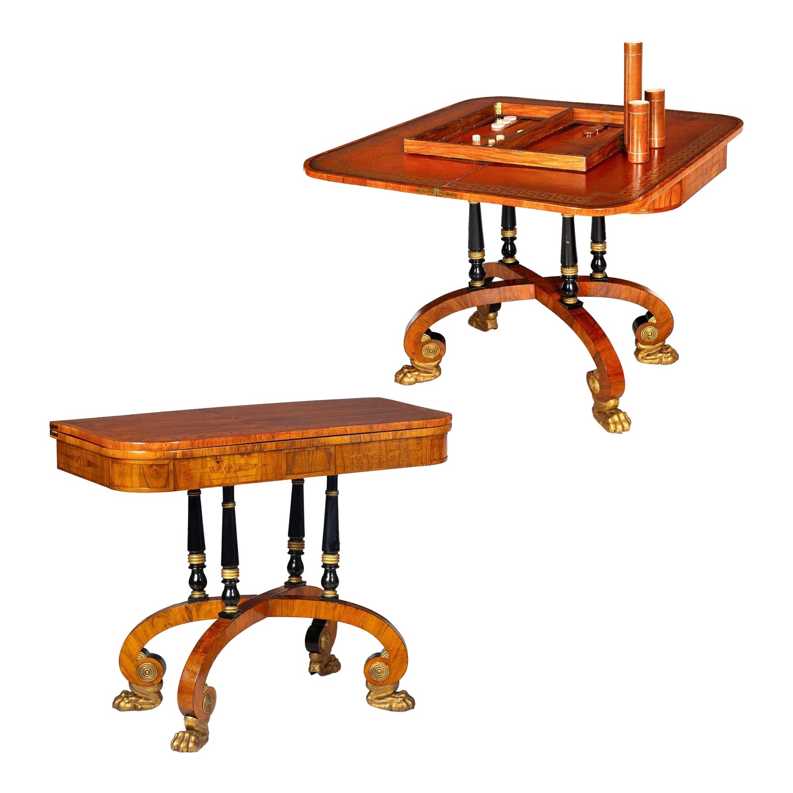 Fine Rare Pair of 19th Century English Antique Rosewood Games Tables ...
