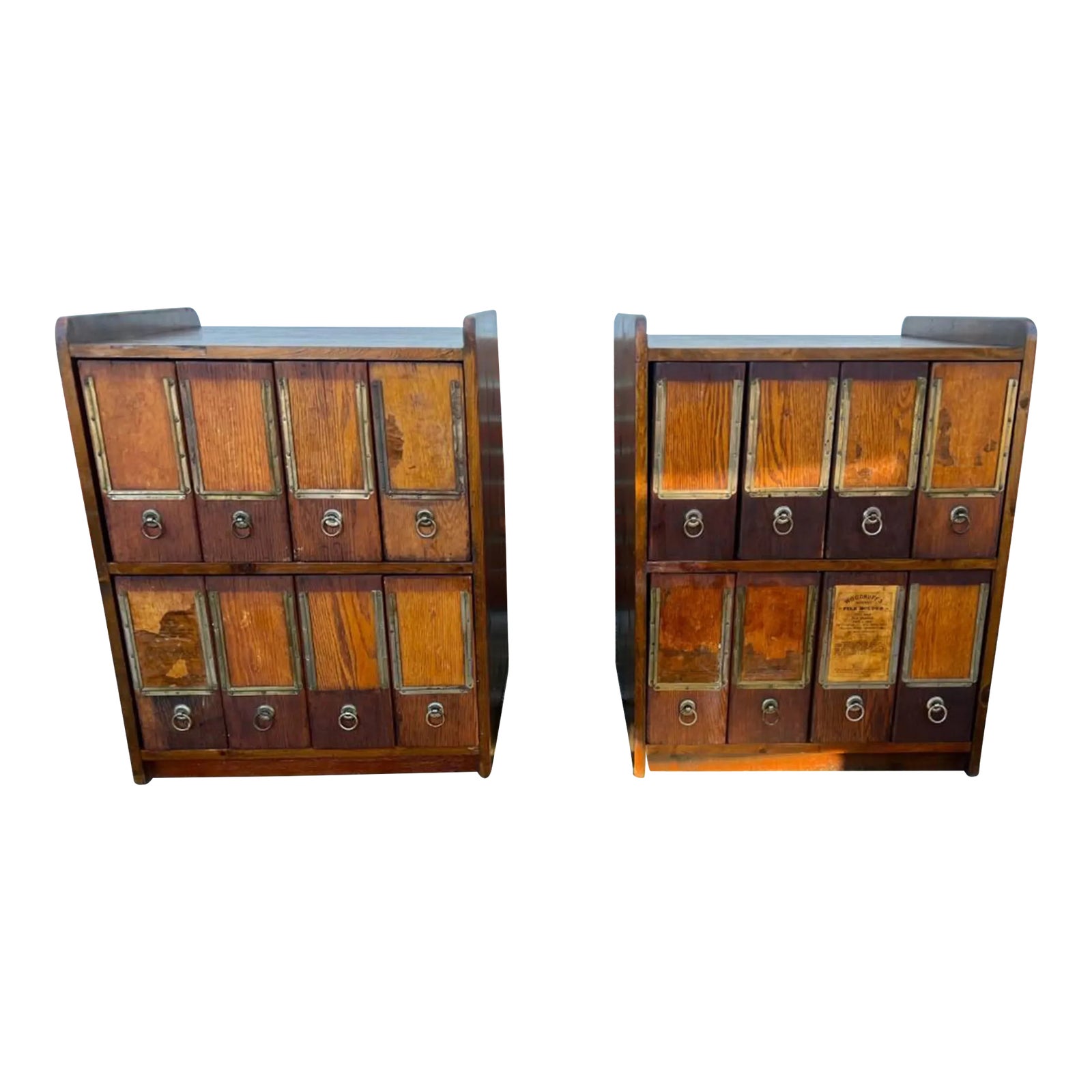 Pair of Antique Civil War Woodruff's Wooden Oak & Pinewood File ...