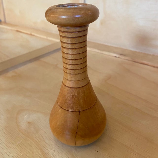 Early 21st Century Hard Maple Wood Turned Small Beaker Bud Vase With ...
