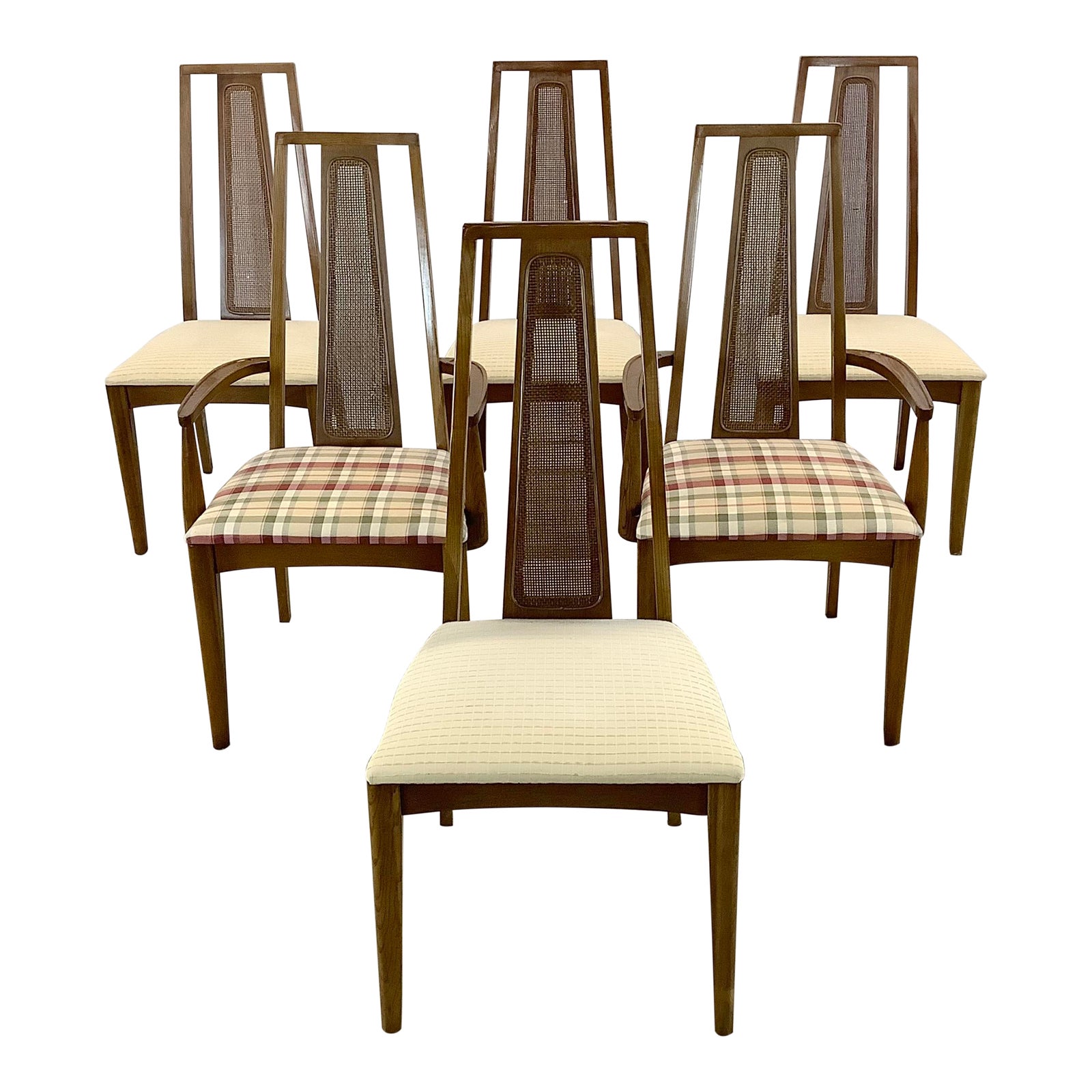 Mid-Century Modern Cane Back Dining Chairs (Set of Six) | Chairish