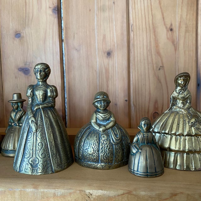 Collection of 18 Vintage and Antique English Brass Lady Bells | Chairish