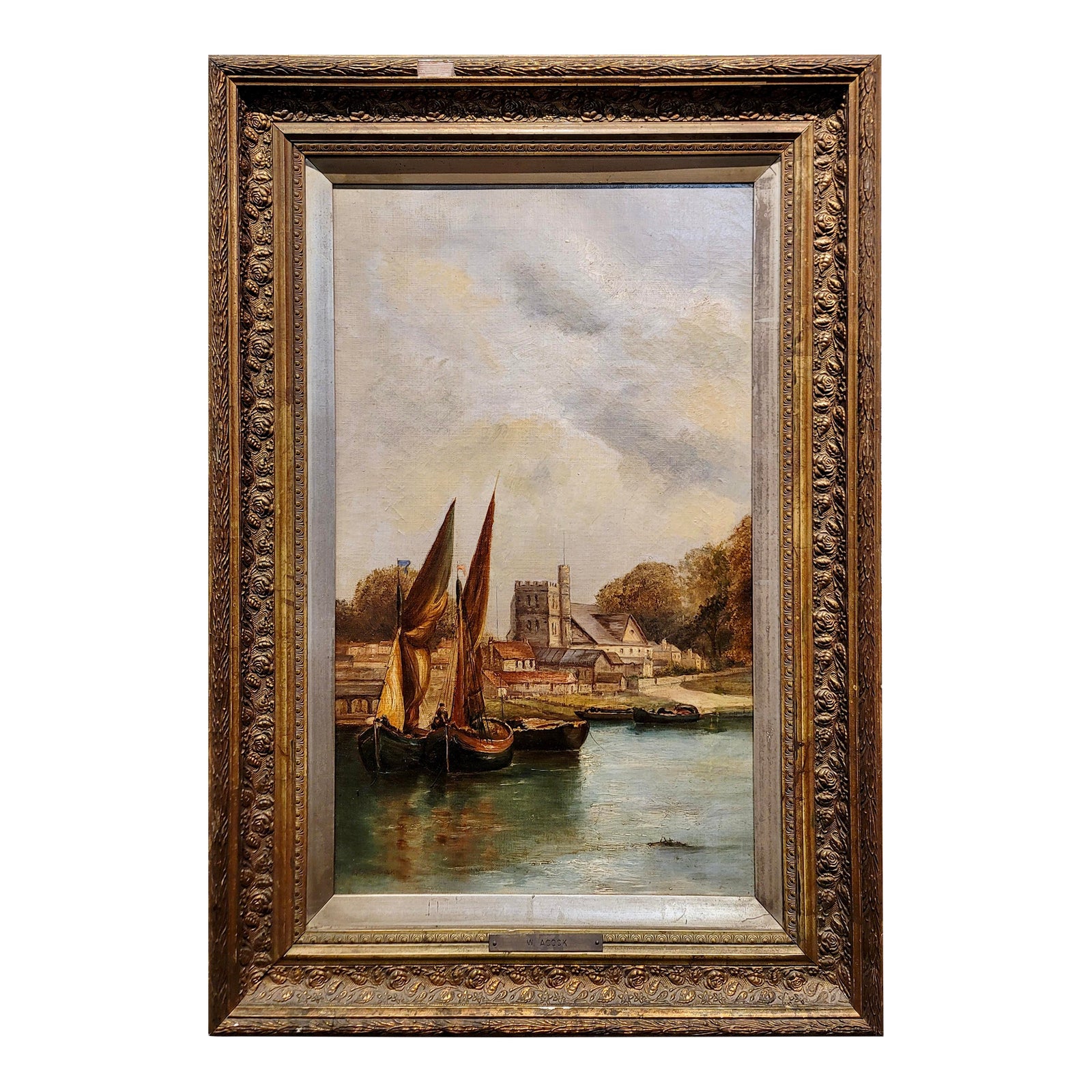 Walter William Acock -Boats on a London Marina -19th Century Oil ...