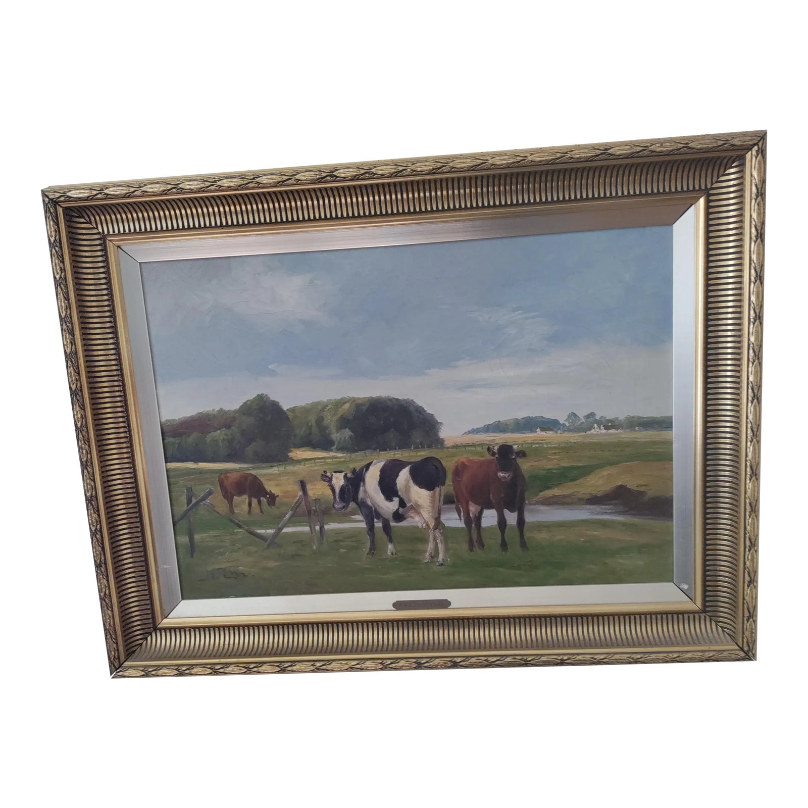 Antique Landscape Painting by Listed Danish Artist Niels Christiansen ...
