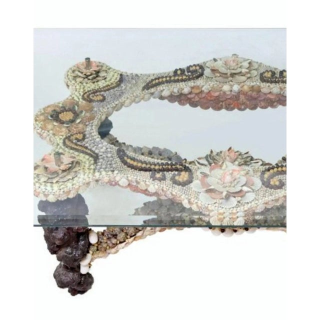 Vintage Anthony Redmile Style Shellwork Decorated Glass Top Table ...