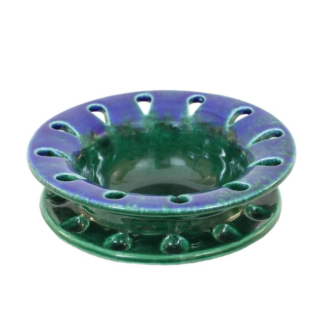 Mid Century Royal Haeger Pottery Bowl Blue Green Drip Chairish
