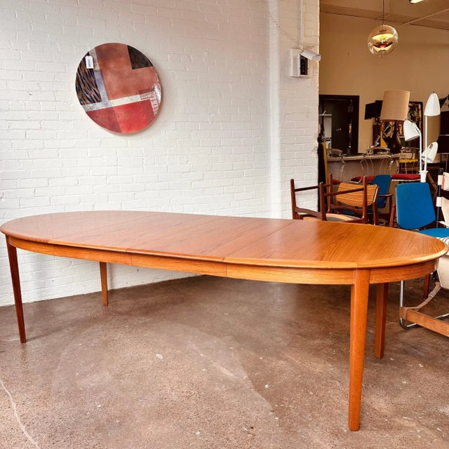 Danish Modern Oval Dining Table With Two Leaves | Chairish