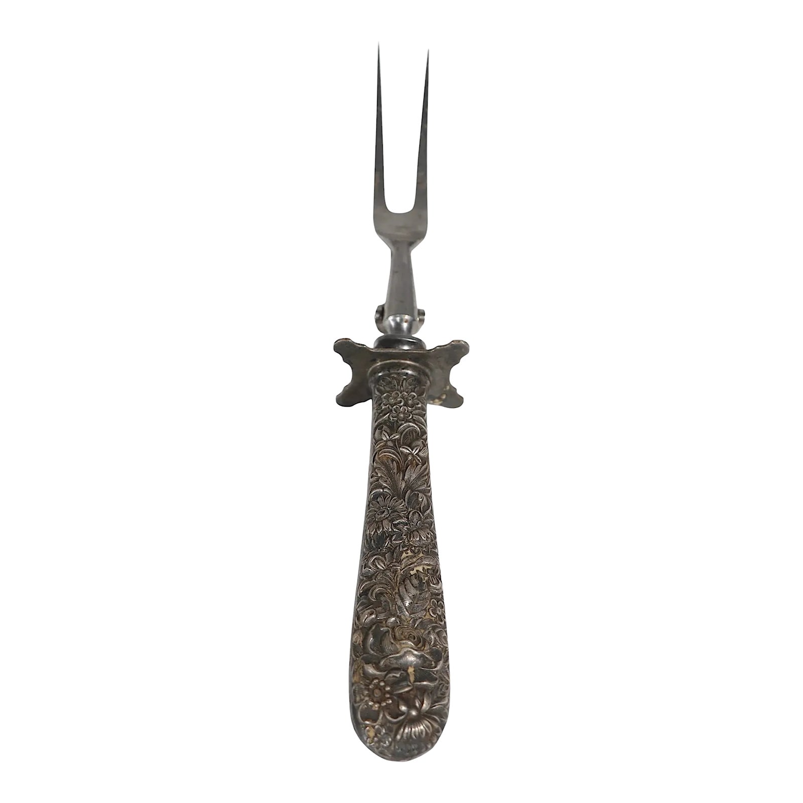 Sterling Meat Serving Carving Fork by Kirk | Chairish