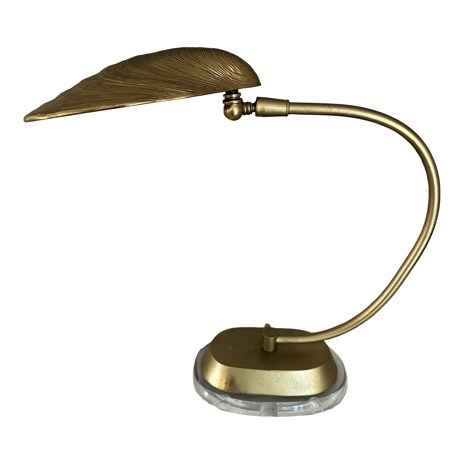Brass Mussel Shell Table Lamp on Lucite Base | Chairish