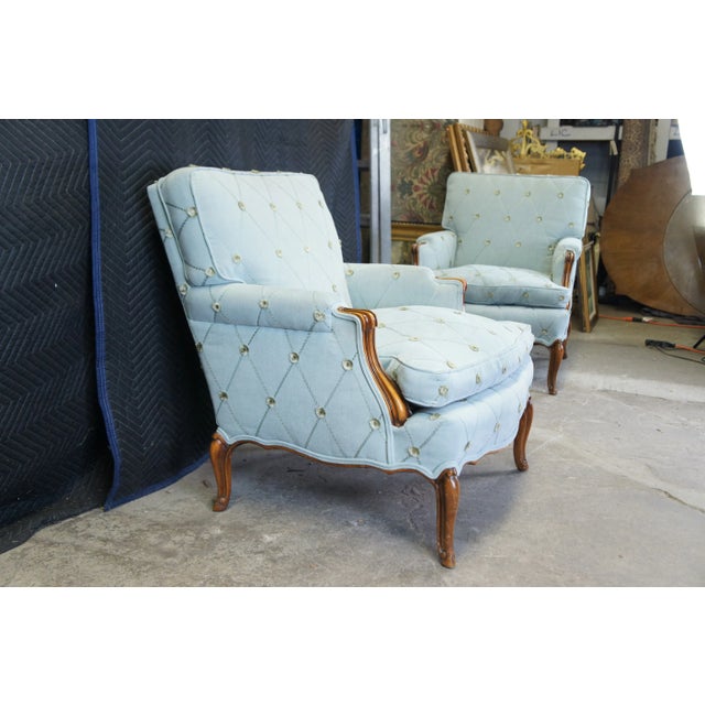 Mid-Century French Provincial Walnut Downfilled Club Lounge Library ...