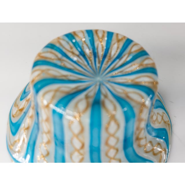 Mid-Century Italian Venetian Murano Latticino Glass Bowl | Chairish