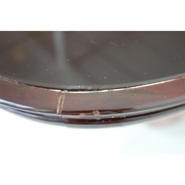 Oval Dining Table with Aubergine-Colored Glass Top and Marble Base ...