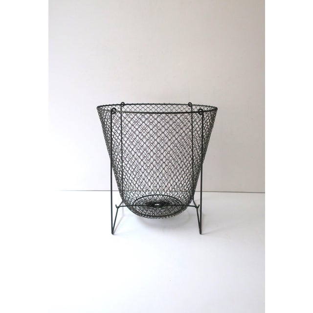 Black Metal Mesh Wire Wastebasket Trash Can | Chairish