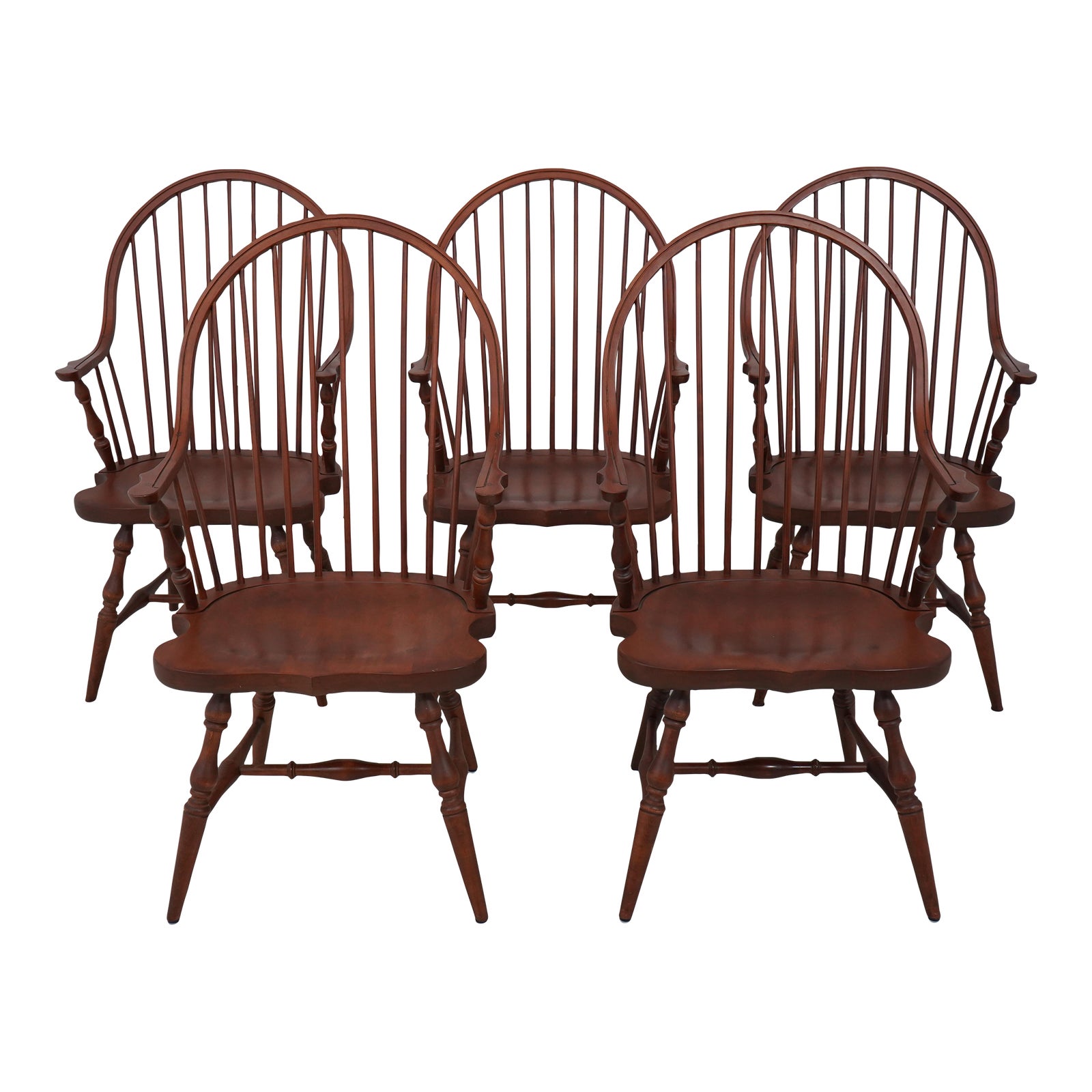 Set of 5 Windsor Style Loop Back Windsor Armchairs | Chairish