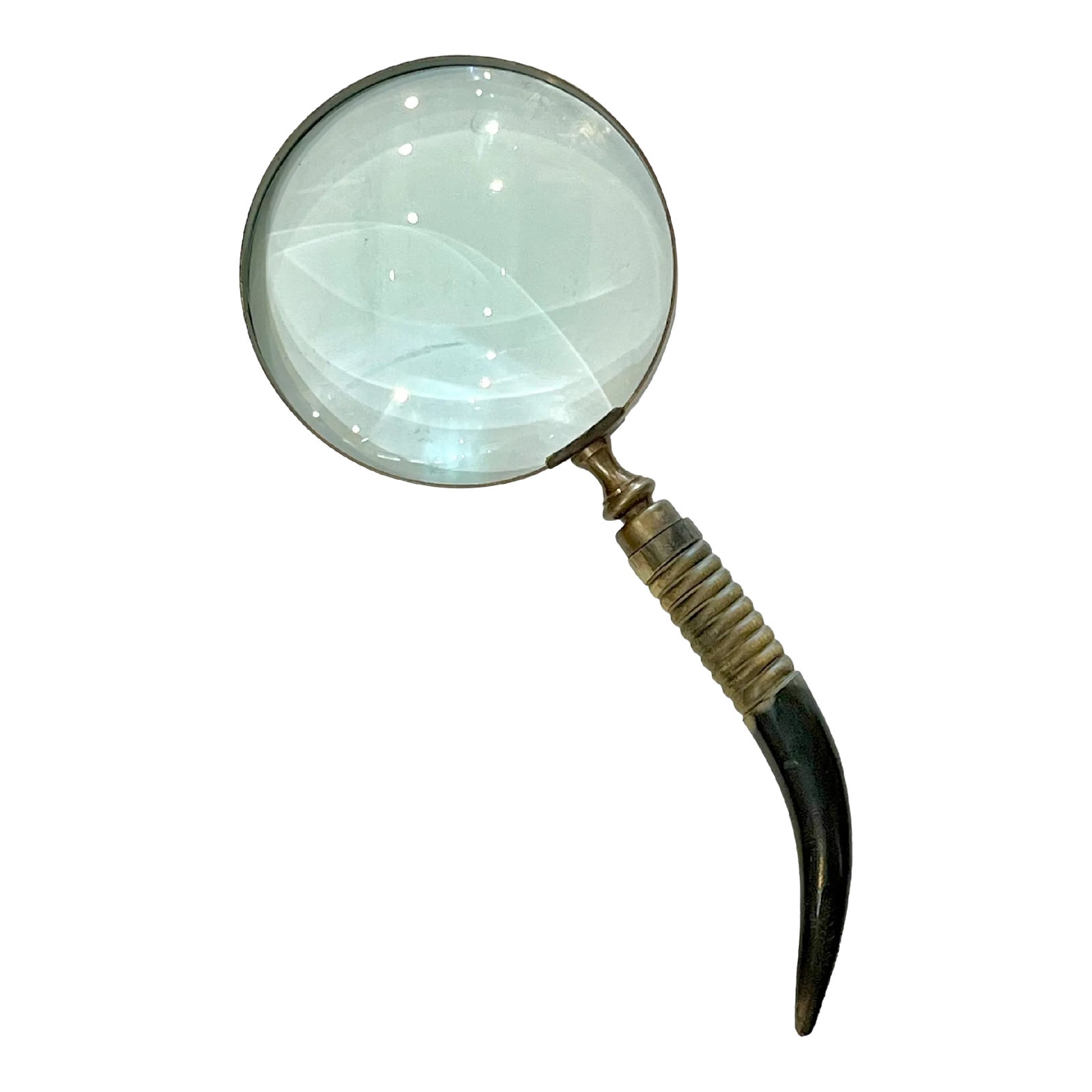 1970s Large Size Horn and Carved Wood Magnifying Glaas | Chairish