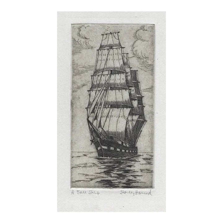 Stanley Harrod Tall Ship Etching | Chairish