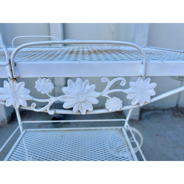 Vintage Wrought Iron White Bar Cart Attributed to Woodward Briarwood ...