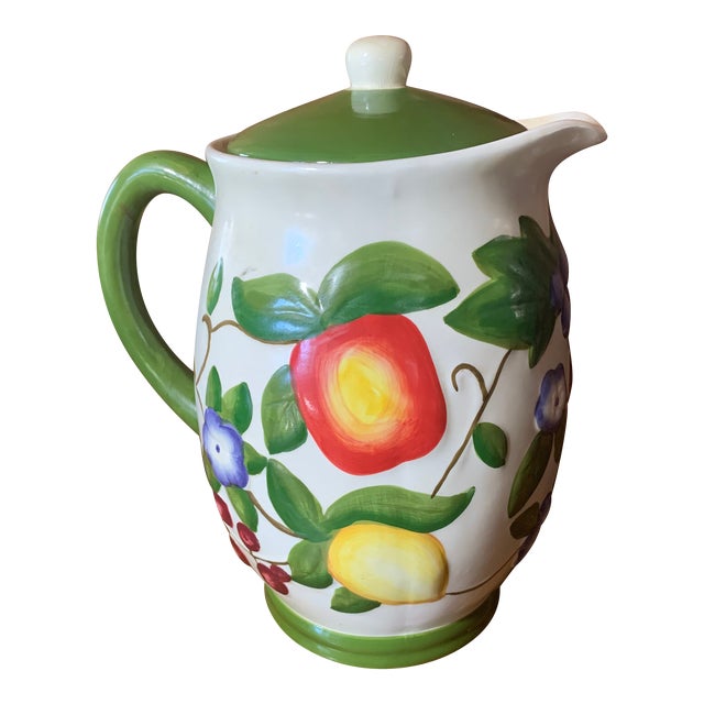 1970s Hand Painted Fruit Pitcher | Chairish