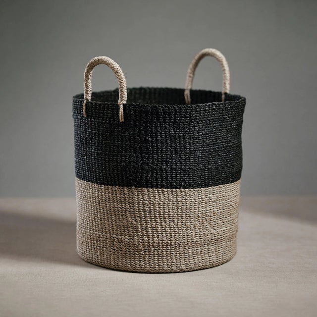 Batac Two-Tone Abaca Basket | Chairish