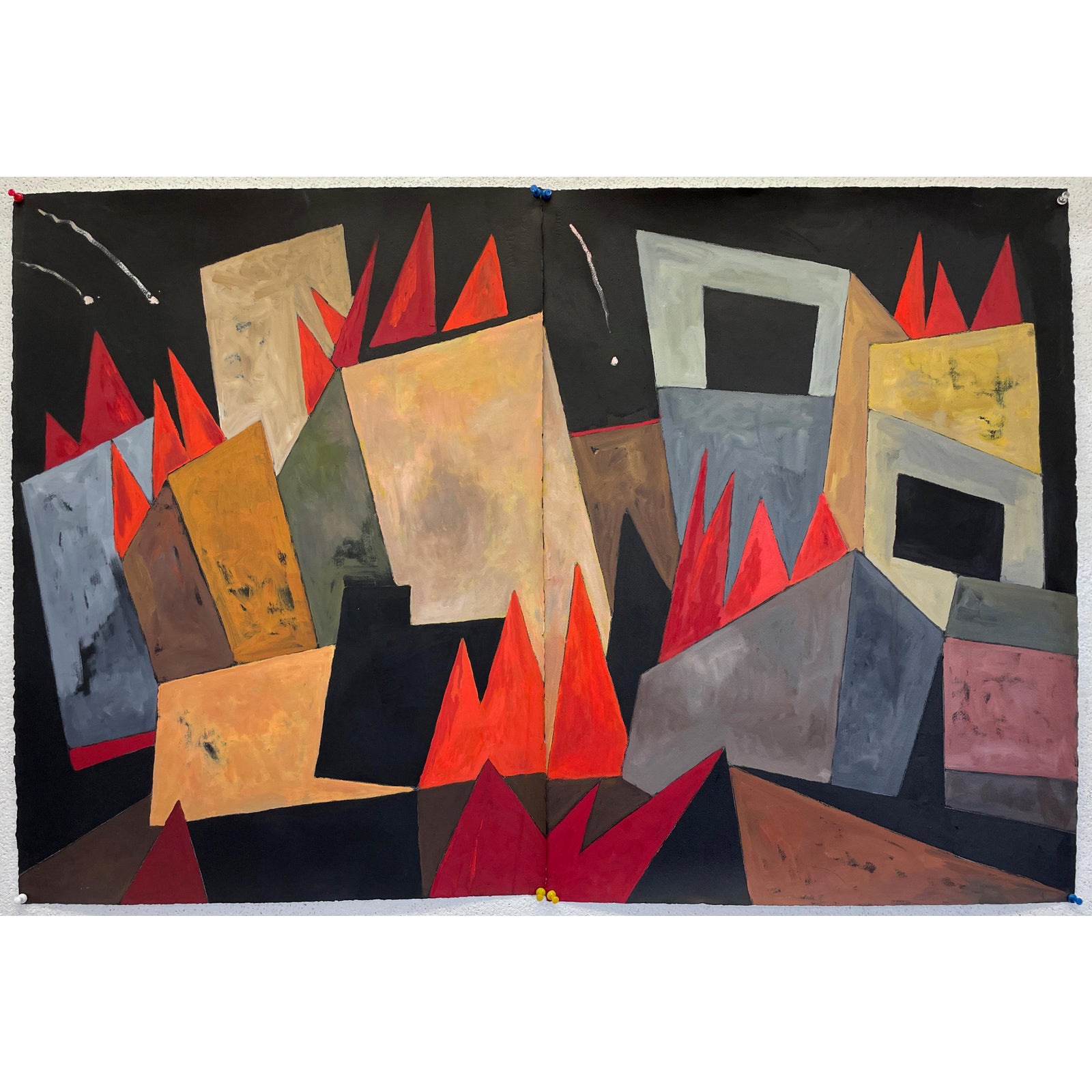 “Cityscape Dyptic” Abstract Oil Painting by Mary Alice Copp | Chairish