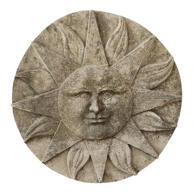 1970s Cast Stone Sunface Plaque | Chairish
