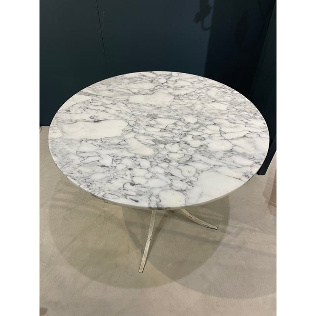 1950s Round Marble Table With Curved Arched Base | Chairish