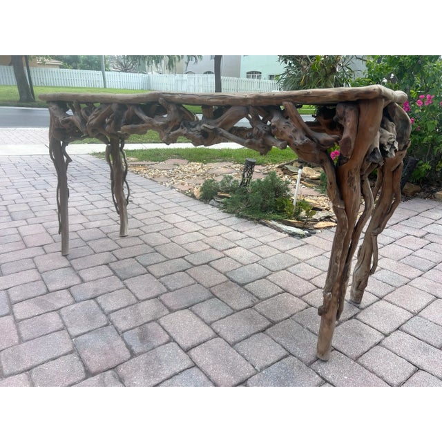 Mid 20th Century Midcentury Modern Twig Tree Driftwood Console Table | Chairish