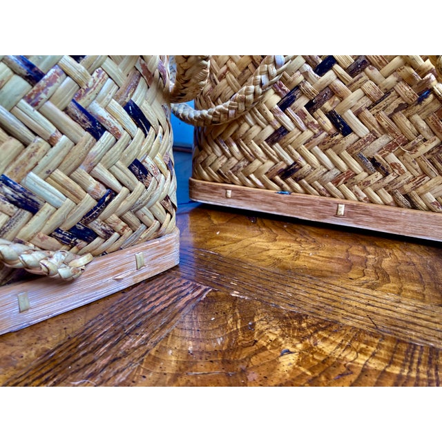 Vintage Malaysian Barait Basket Bag Lamps - a Pair | Chairish