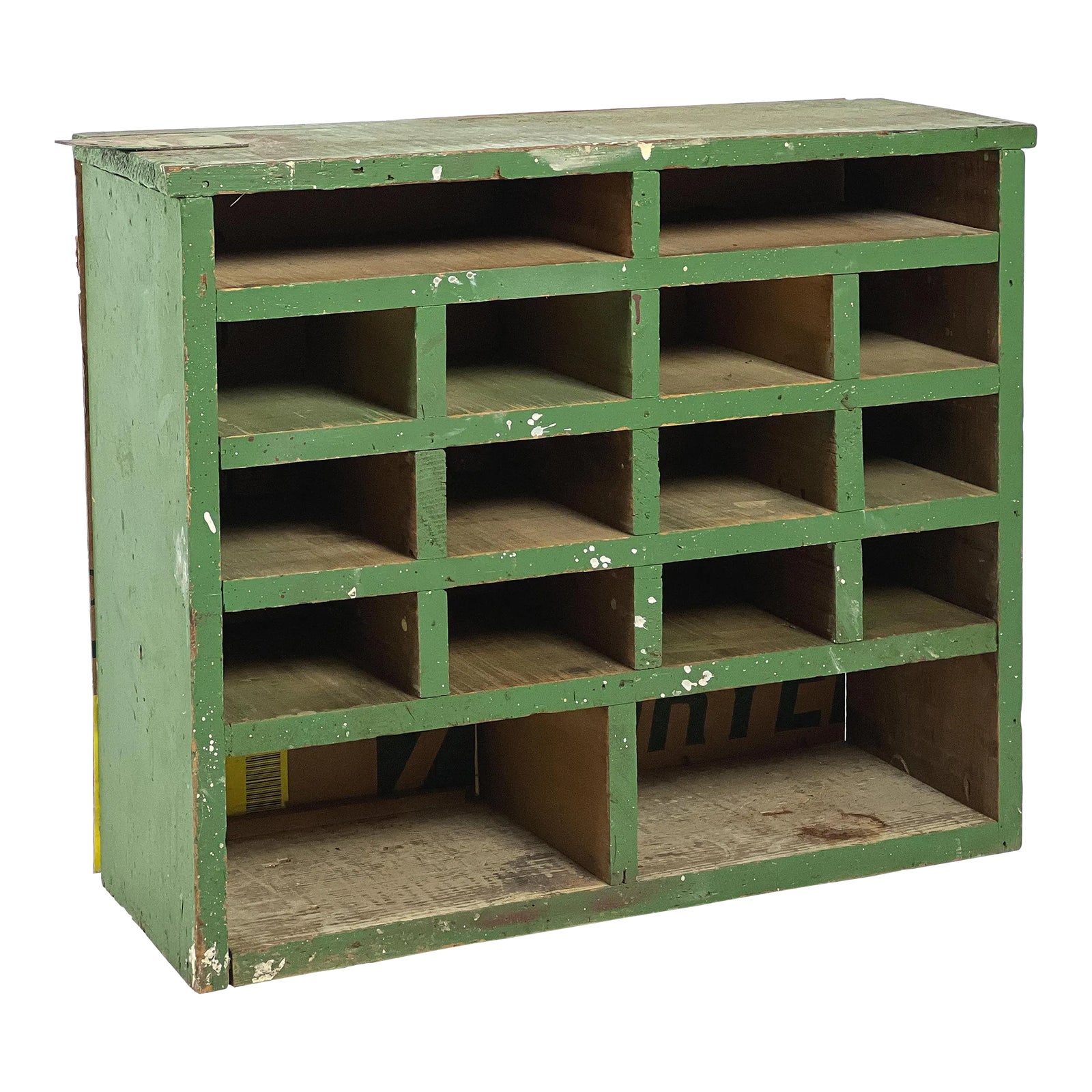 Vintage 1950s Large Industrial Painted Green Wood Factory Cubby ...